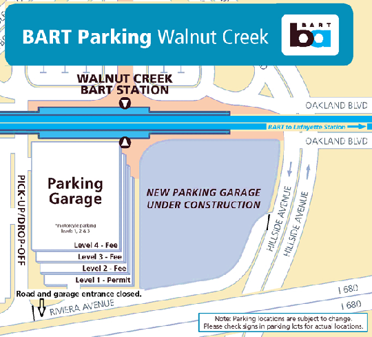 West garage entrance closed at Walnut Creek Station 11/9-11 | Bay Area Rapid Transit